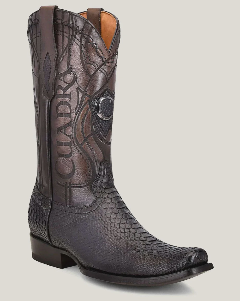 CU607 | CUADRA PYTHON BLACK PLUNGE NARROW SQ TOE – El Herradero