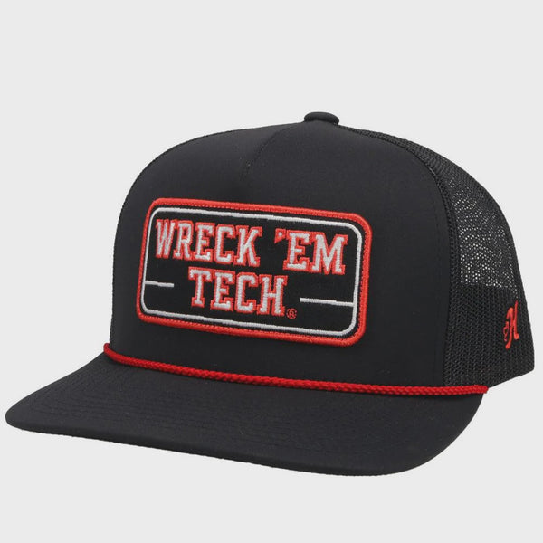 7058T-BK | HOOEY TEXAS TECH WITH "WRECK 'EM TECH" LOGO CAP - BLACK/BLA ...